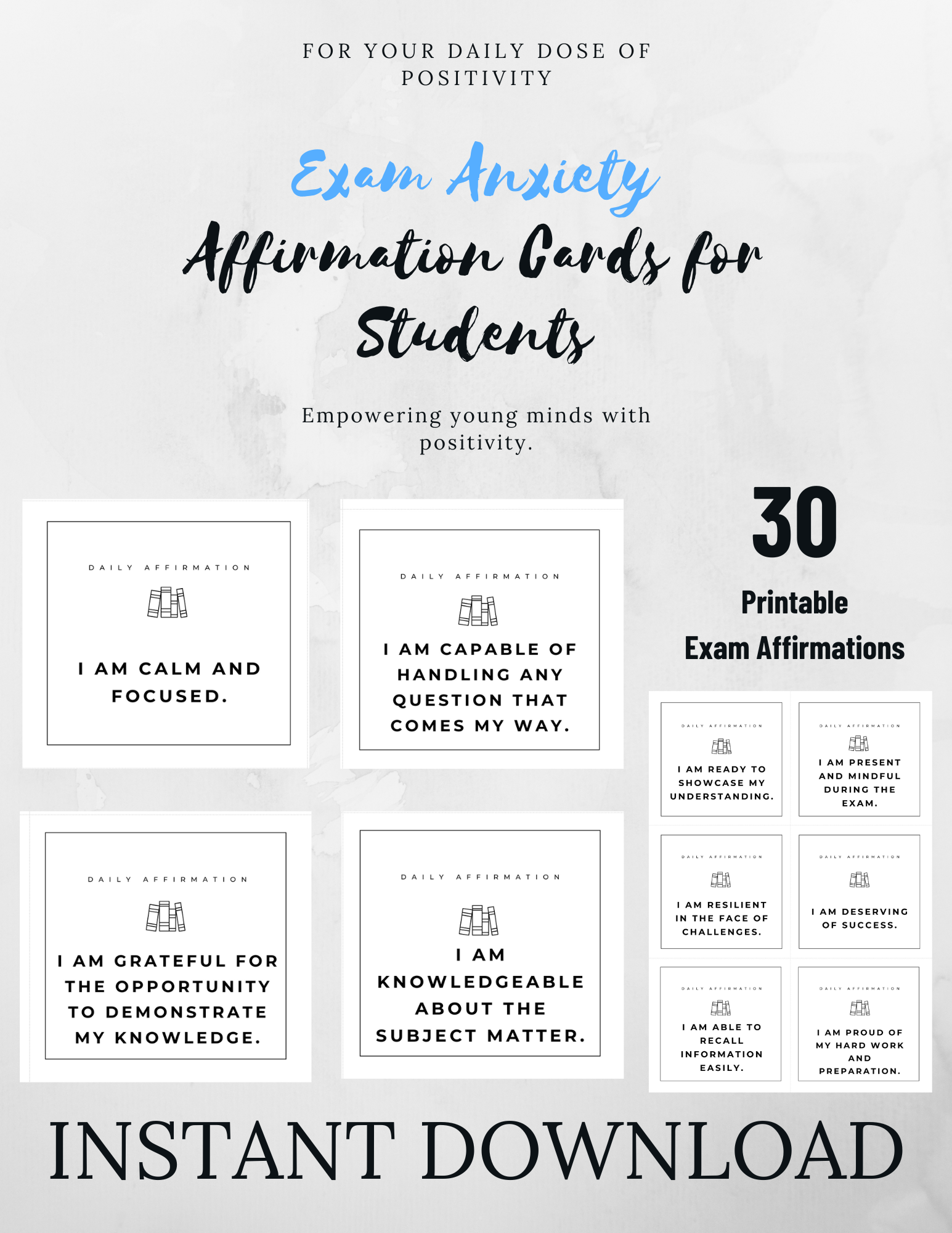 Exam Anxiety Affirmations For Students - Digital Download - Penned ...